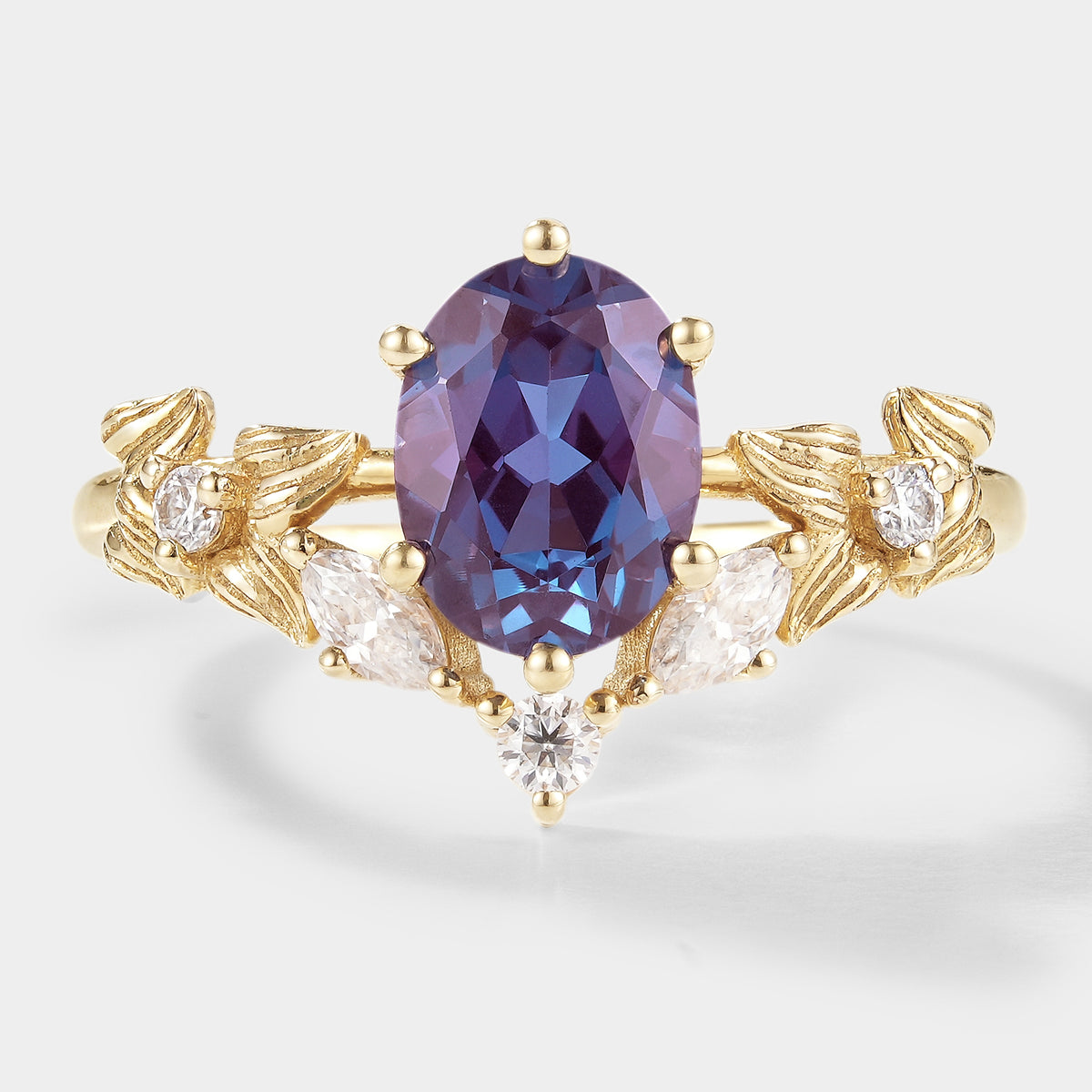 Unique Design Oval Cut Alexandrite Engagement Ring – Lahela Jewelry
